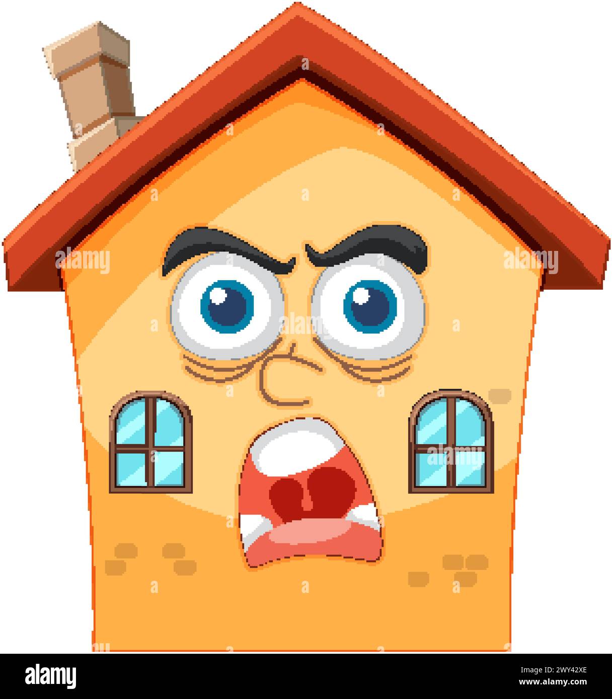 Colorful vector illustration of a shocked house Stock Vector Image ...