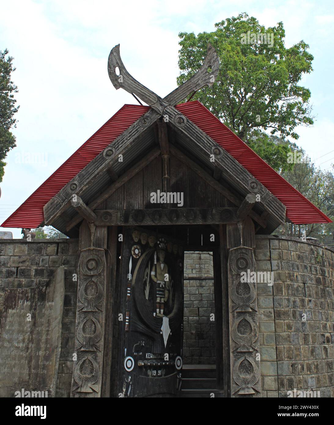 Kohima, Nagaland India- February 21st 2022: A traditional gate or ...