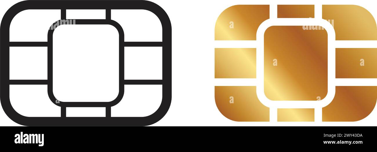 simple classic card smart chip element sim line outline icon set of 2 ...