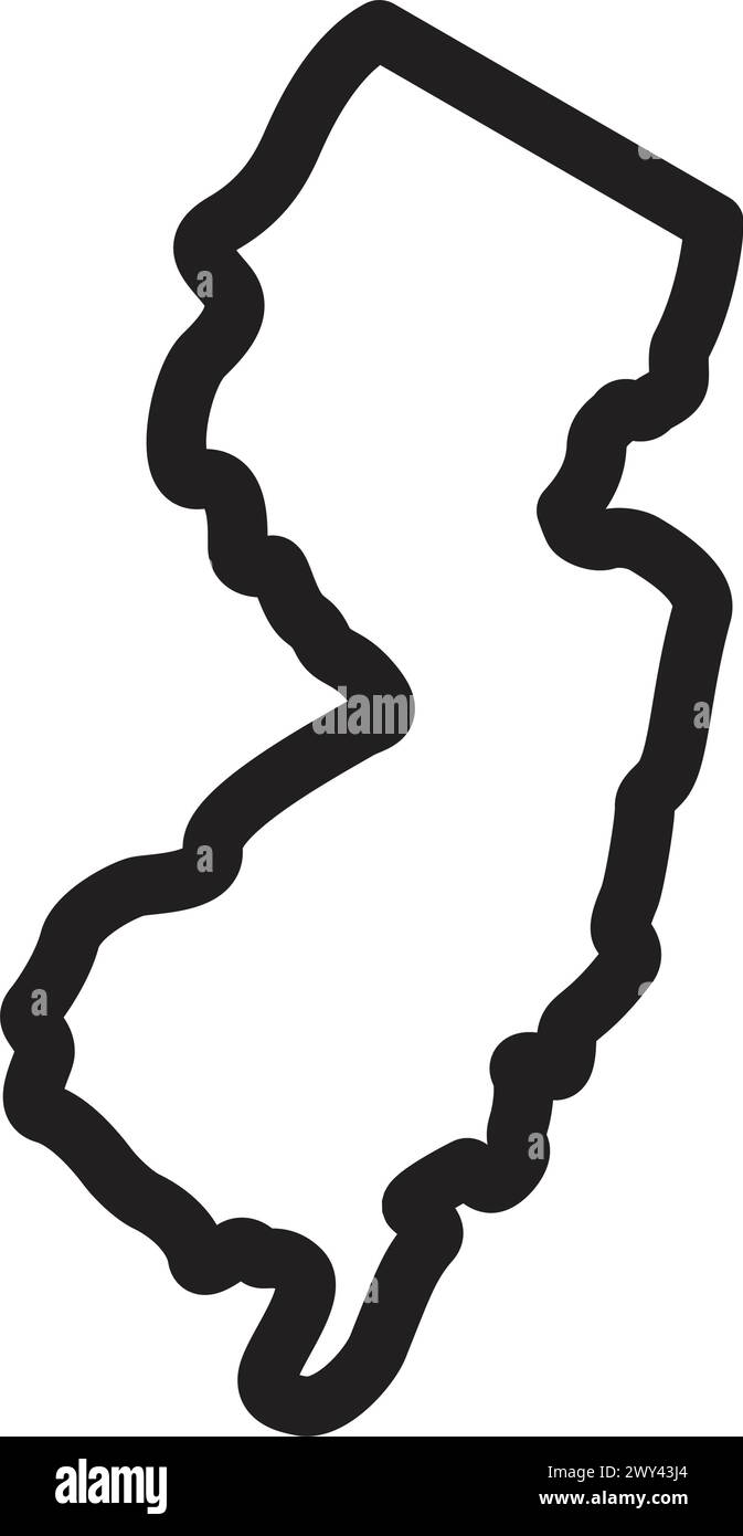 new jersey NJ state map shape outline silhouette simplified USA vector ...