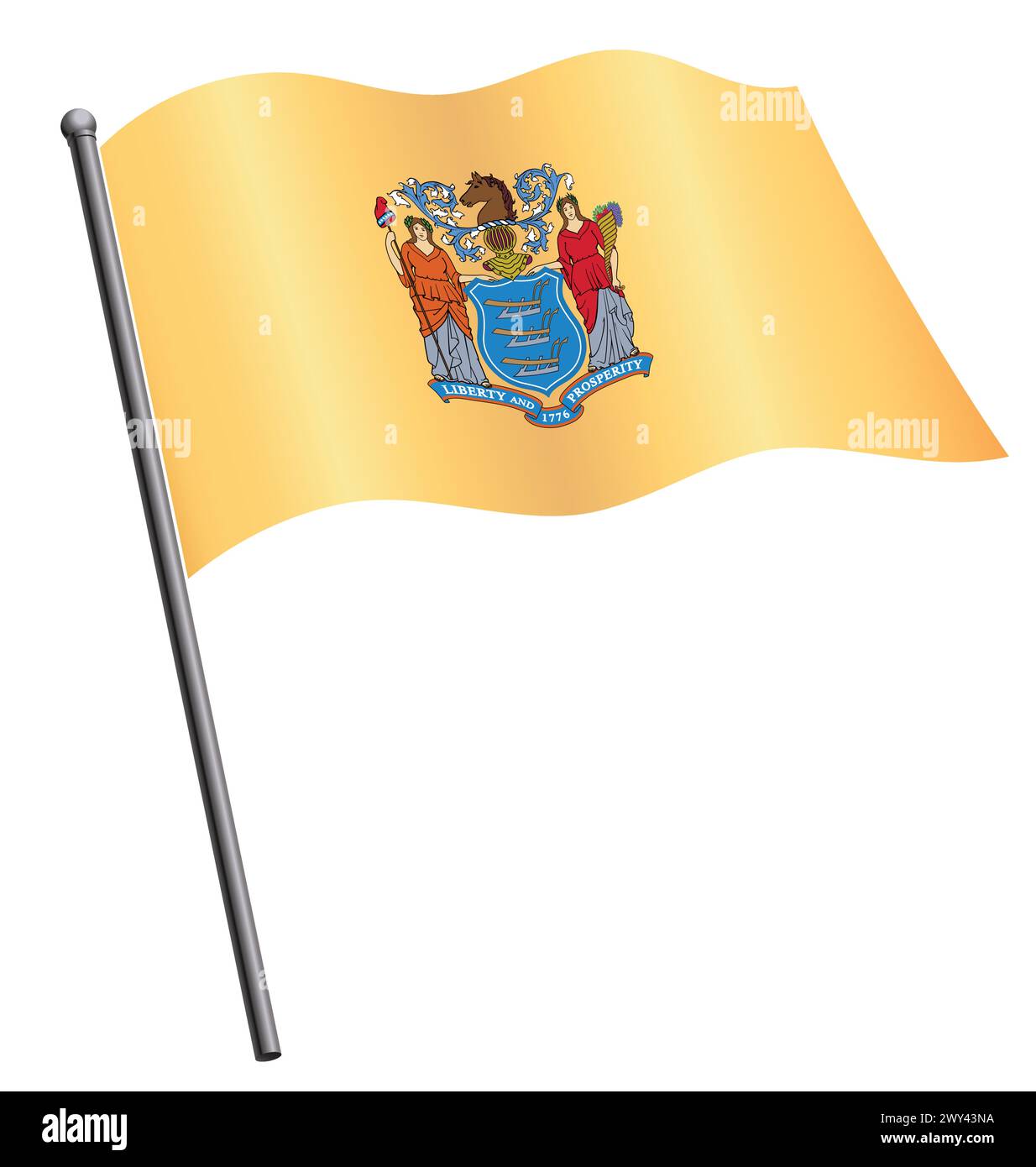 accurate correct new jersey nj state flag flying waving flowing on ...