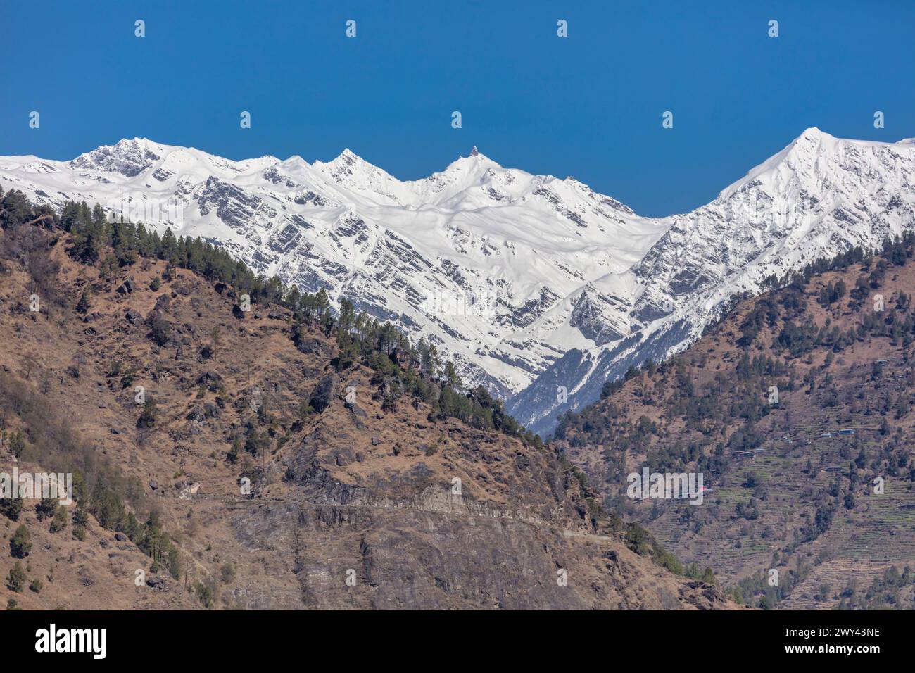 Himalaya mountain view, Satluj valley, Himachal Pradesh, India Stock ...