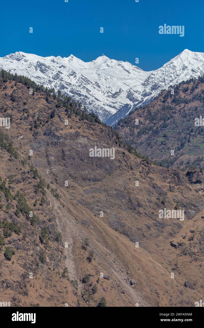 Himalaya mountain view, Satluj valley, Himachal Pradesh, India Stock ...