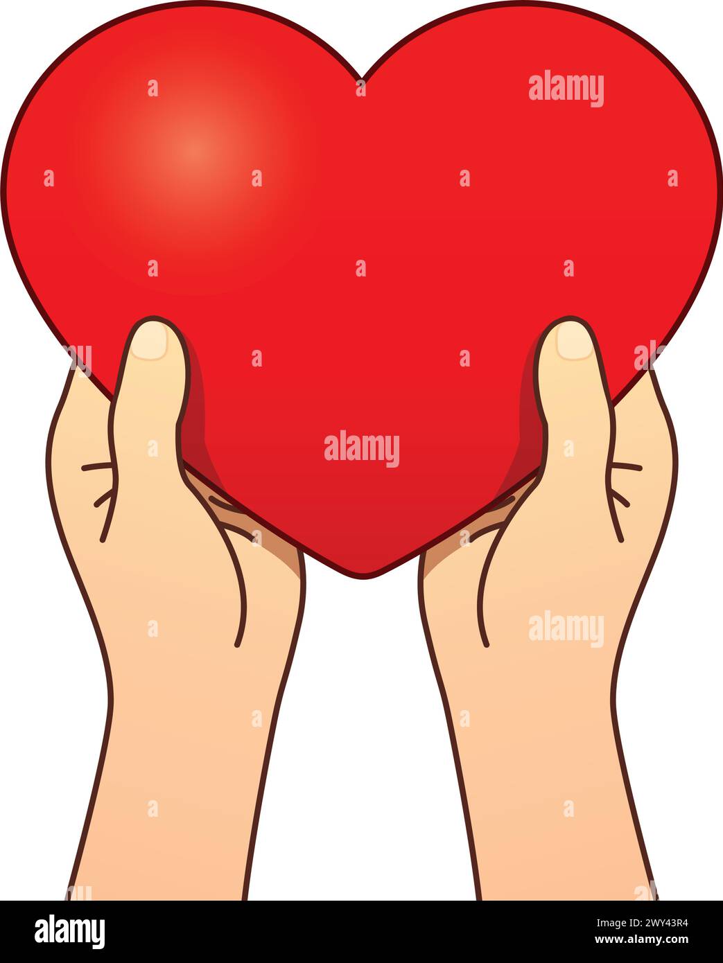 hands holding offering giving red valentines love heart vector isolated ...