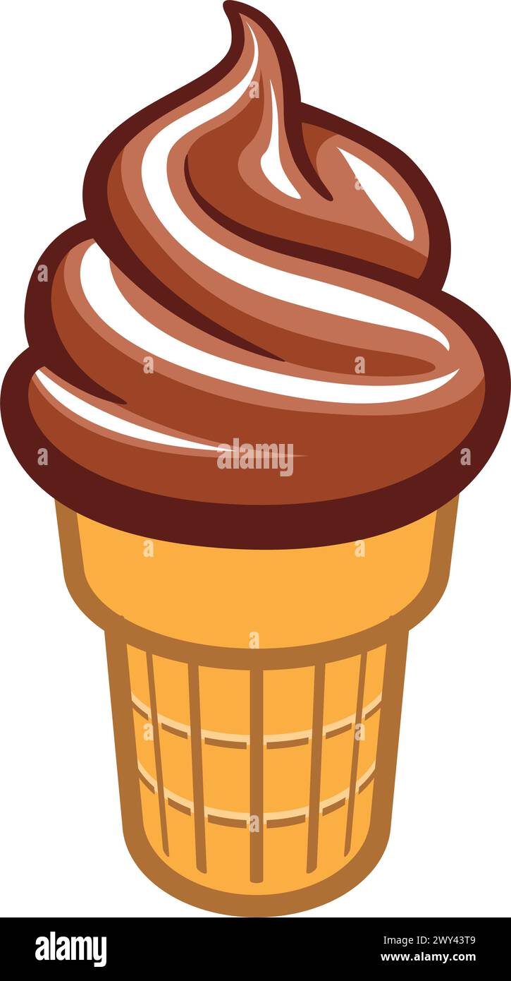 simple fun cartoon soft serve brown choc chocolate icecream in short ...