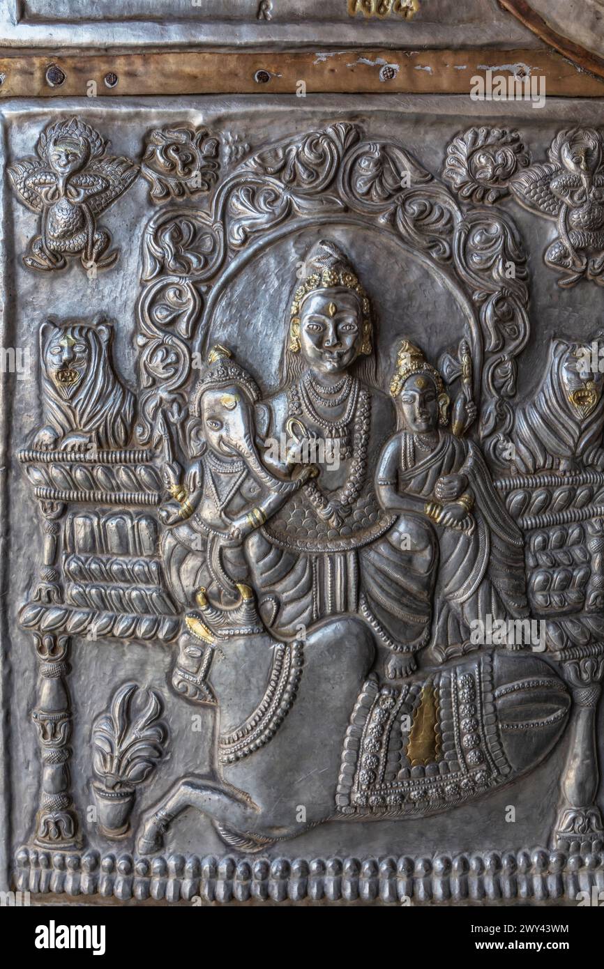 Silver gate of Bhimakali temple, Sarahan, Himachal Pradesh, India Stock ...