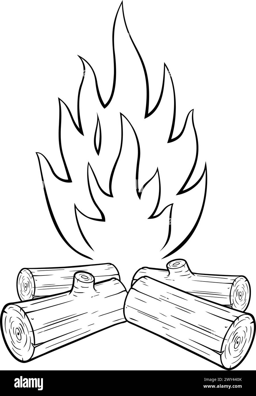 campfire fire line art drawing symbol simple icon vector isolated on ...