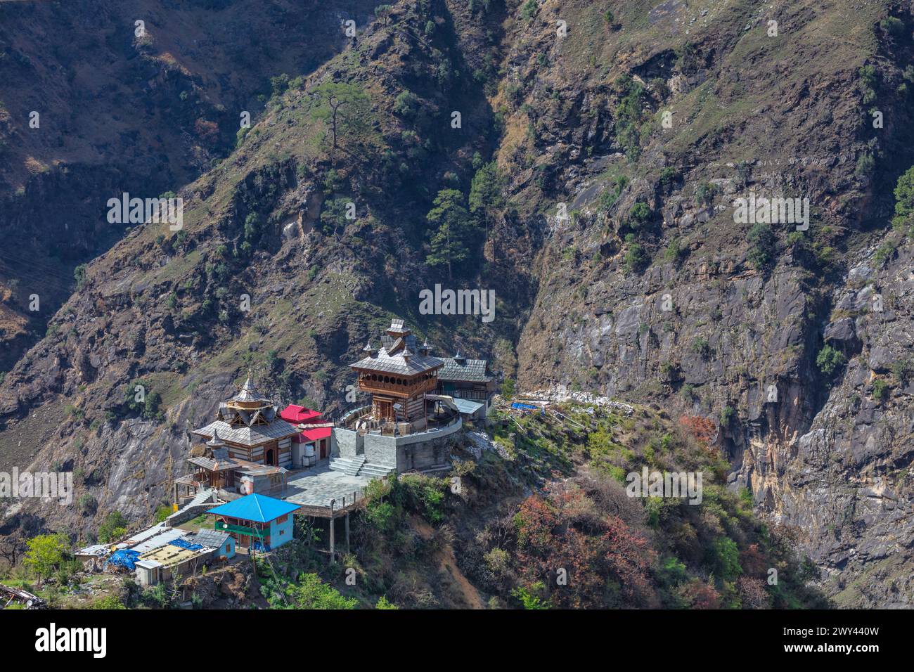 Hindu temple, Jhakri, Satluj valley, Himachal Pradesh, India Stock ...