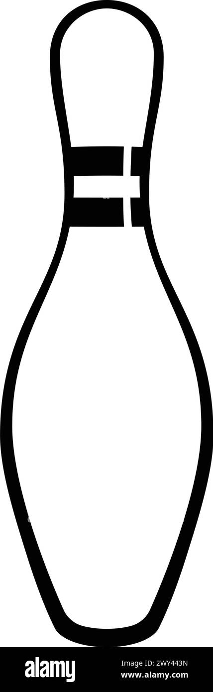 classic simple cartoon black and white ten pin tenpin bowling pin icon ...