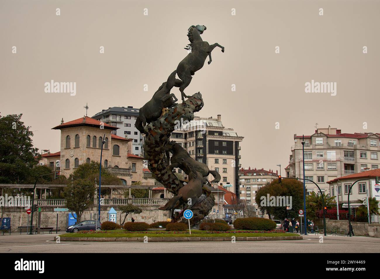 Vigo, Pontevedra, Spain; March,05,2022;Plaza de Spain in Vigo with its ...
