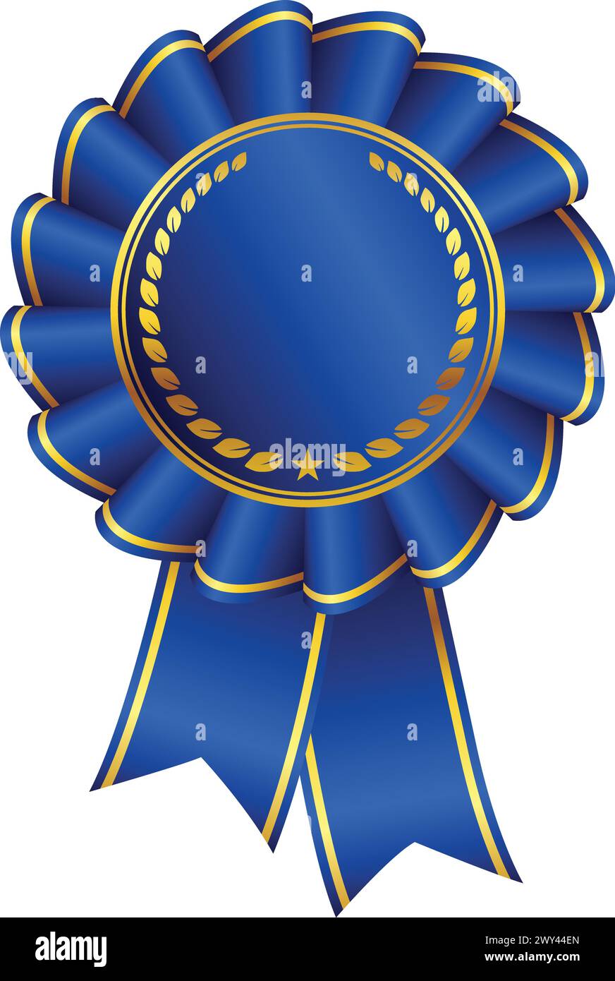 beautiful elegant blue ribbon award icon element with gold accents and ...
