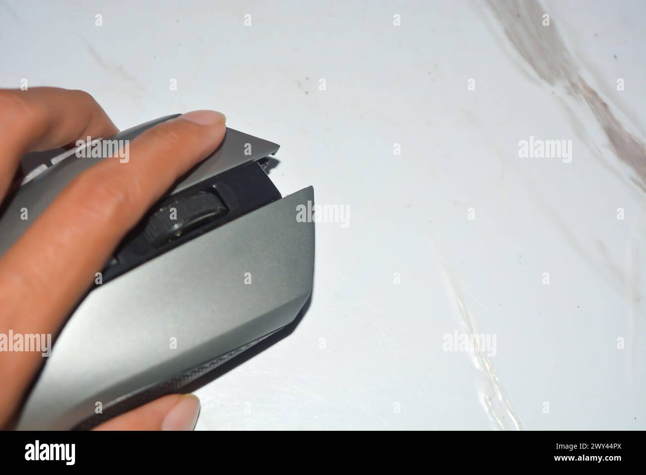 Gray color mouse on white background Stock Photo - Alamy