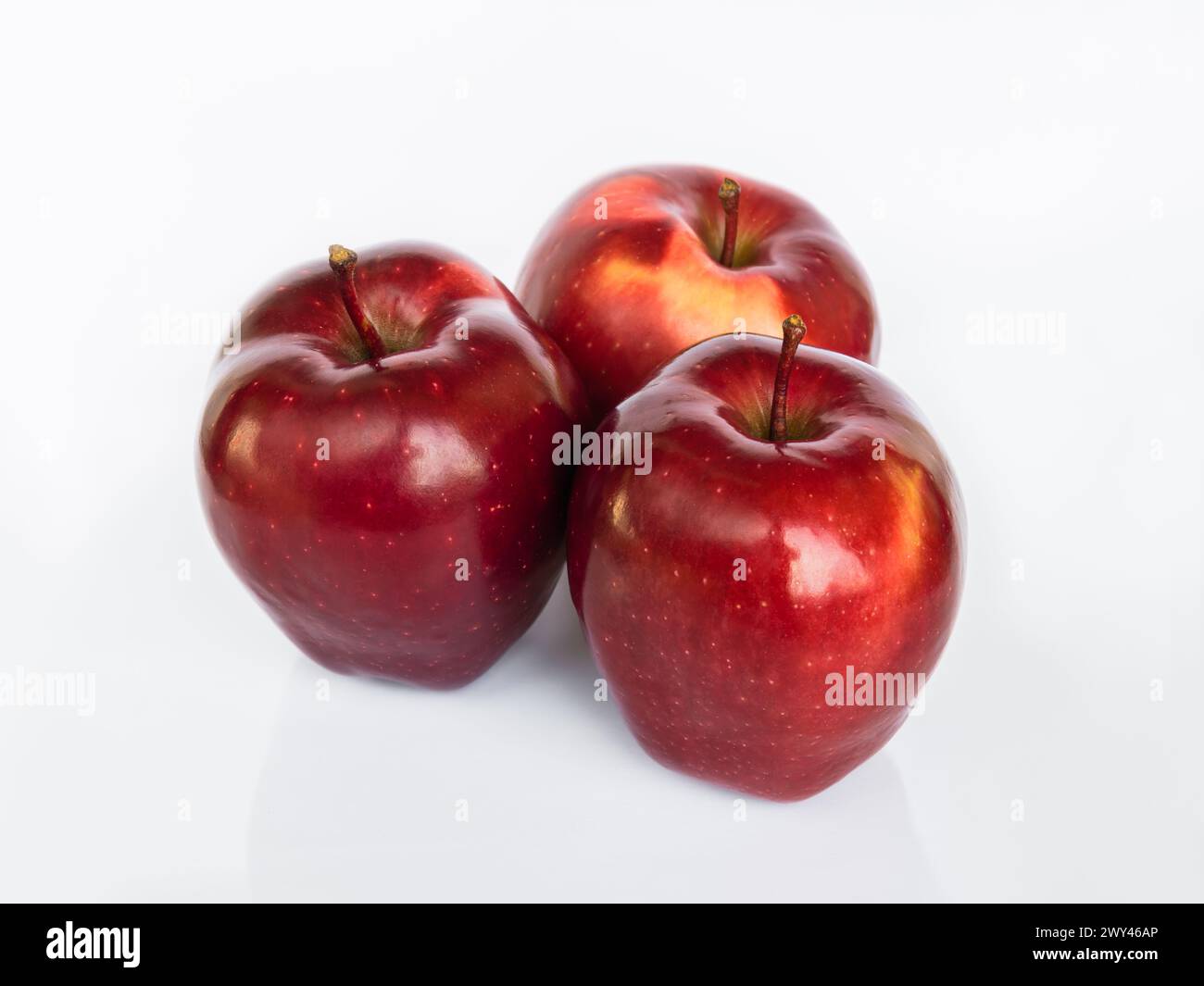 Three Red Delicious (Red chief) apples isolated on white background ...