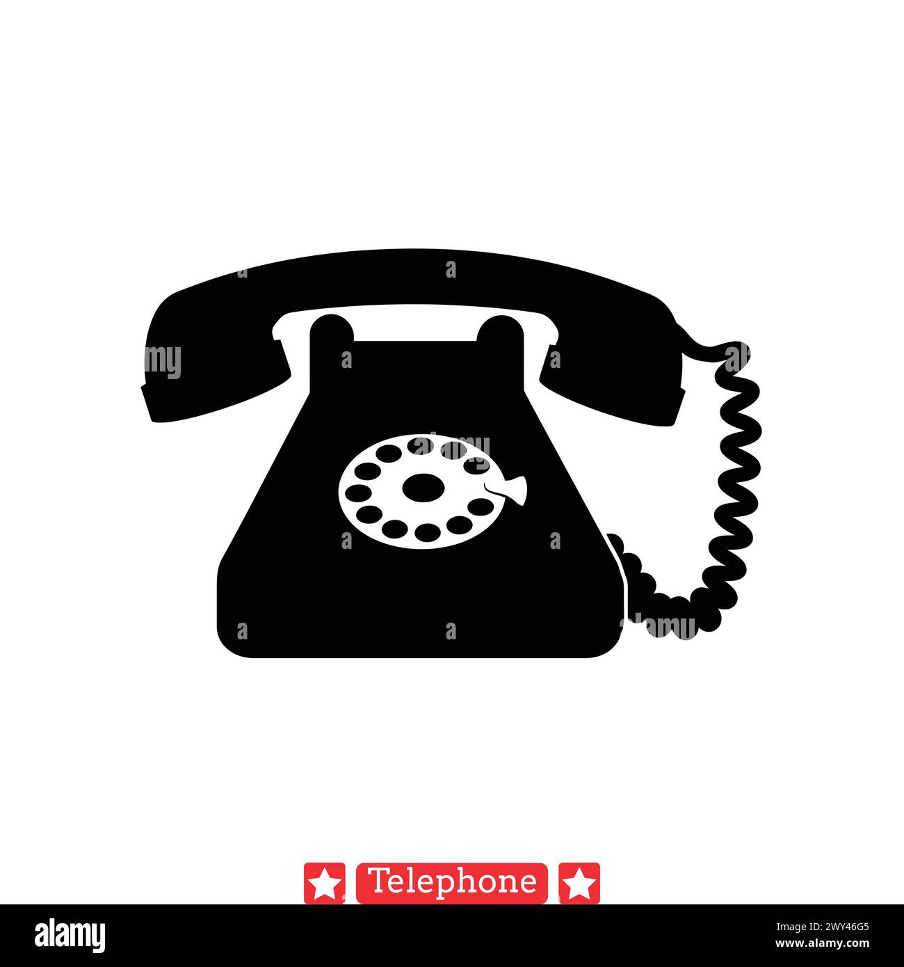 Vintage Telephone Symbols Old Fashioned Communication Vector Silhouette ...