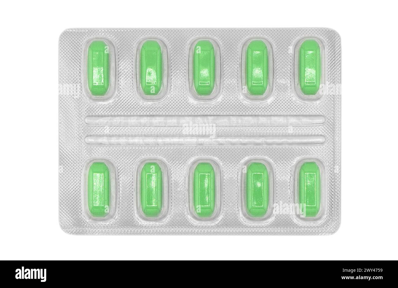 Macro shot pile of tablets pill in silver blister packaging isolated on ...