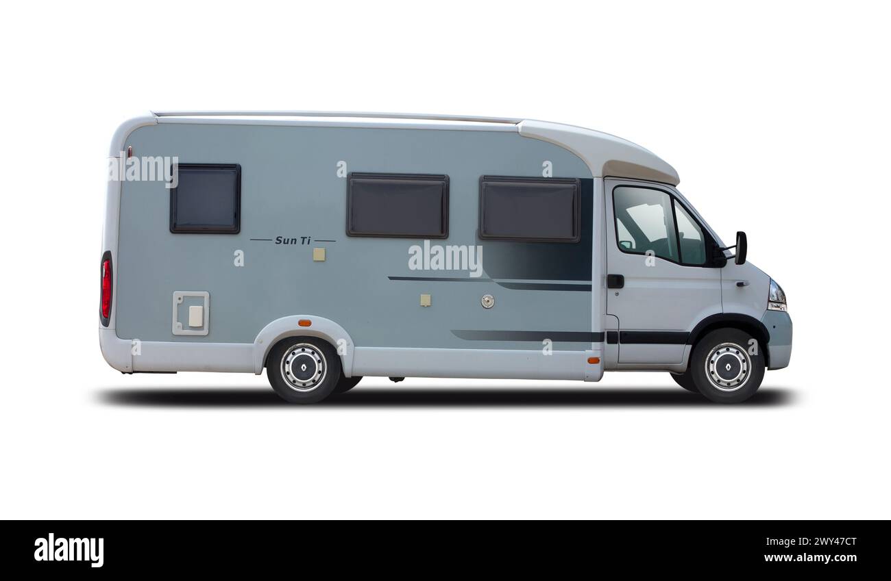 Renault Knaus motorhome side view isolated on white background Stock ...
