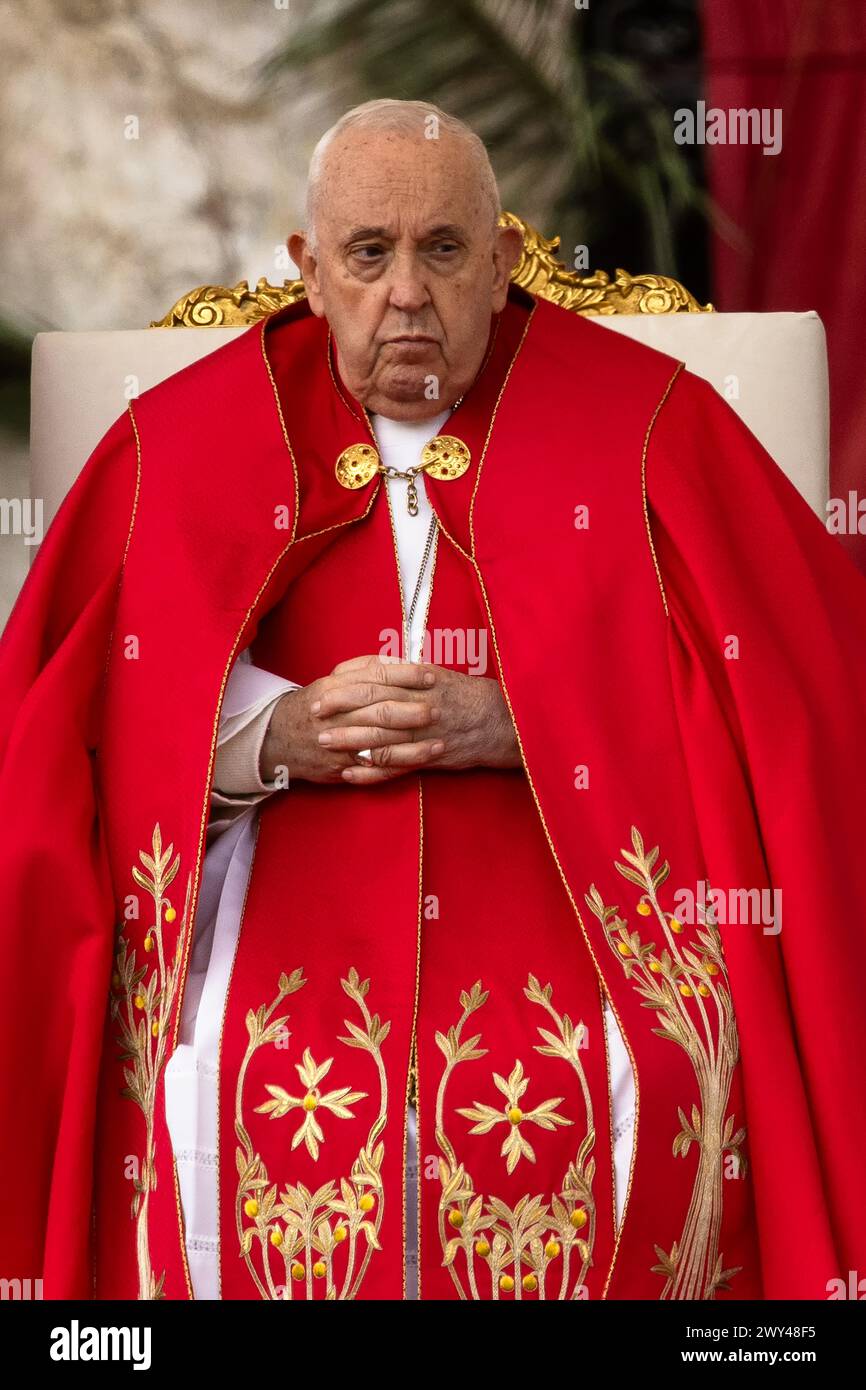 Rome Italy 03 24 2024: Pope Francis Bergoglio in St. Peter's. Palm ...