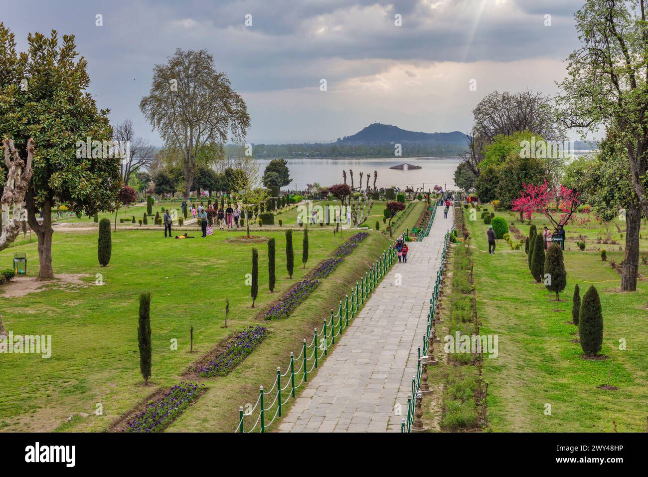 Nishat Bagh, terraced Mughal garden, 17th century, Srinagar, Kashmir ...
