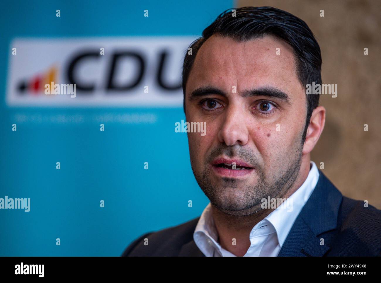 Schwerin, Germany. 03rd Apr, 2024. Daniel Peters, the designated state party leader of the CDU ...