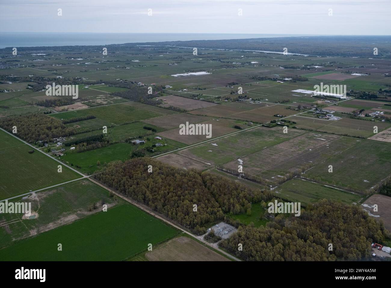 Aerial view of a rural fieldscape in the southern part of the province ...