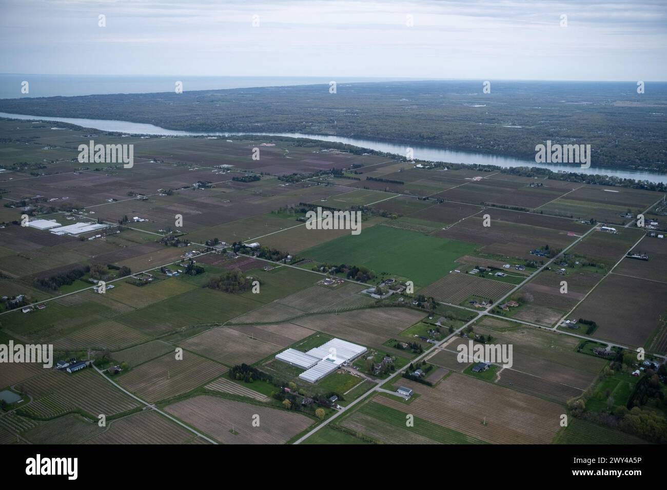 Aerial view of a rural fieldscape in the southern part of the province ...
