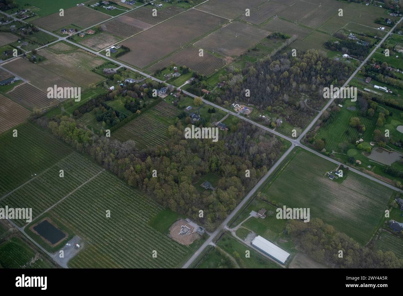 Aerial view of a rural fieldscape in the southern part of the province ...