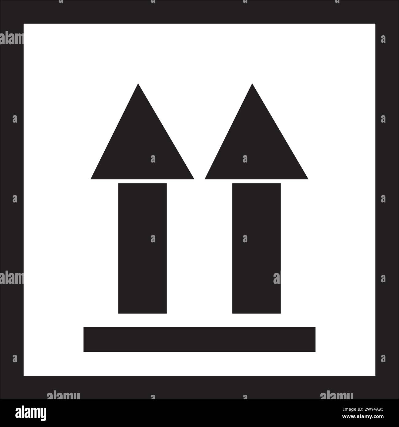 Fragile Flat Icon With Cracked Fragile Package Symbol Label Vector