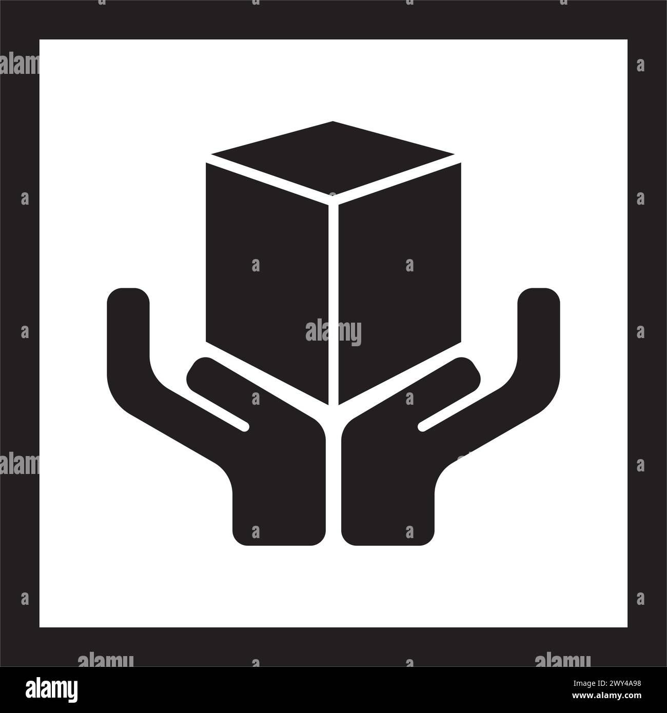 Fragile Flat Icon With Cracked Fragile Package Symbol Label Vector