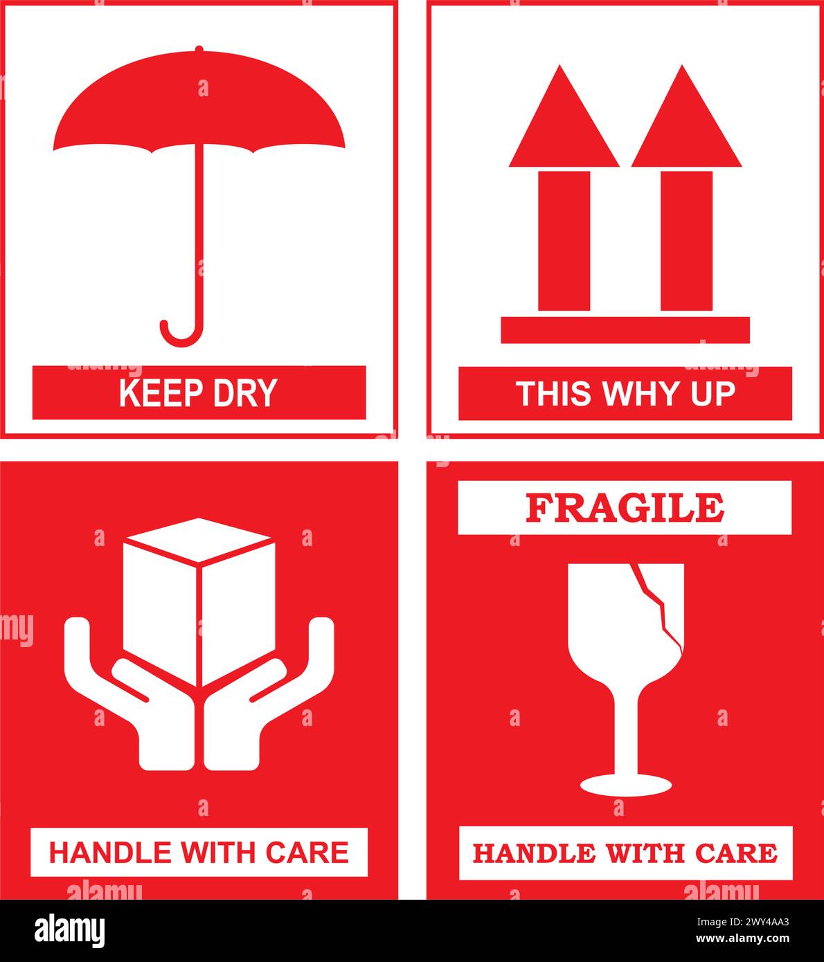 Fragile flat icon with cracked fragile package symbol. Label vector ...