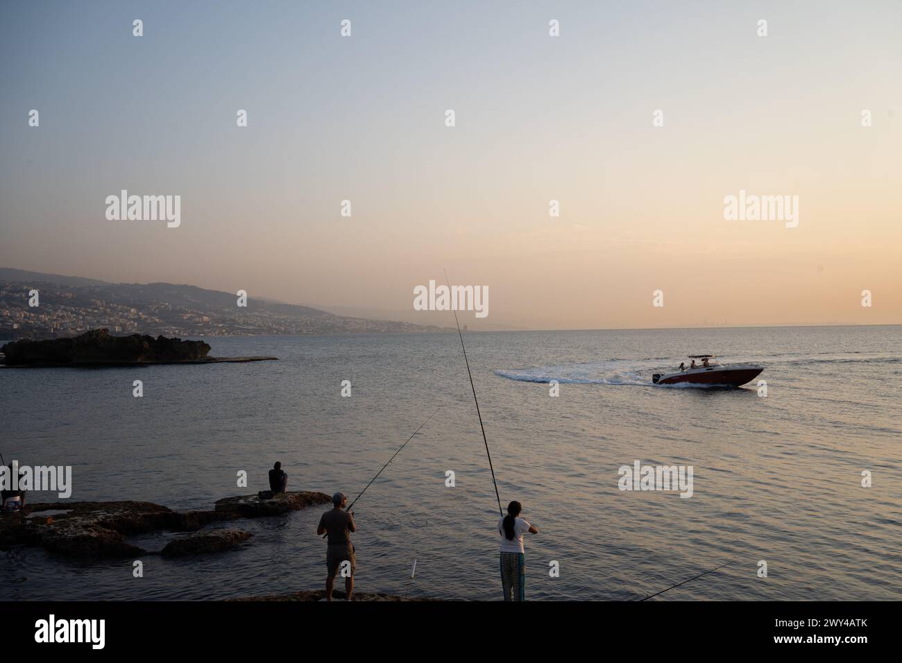 Sunset at the port of Byblos, Lebanon Stock Photo - Alamy