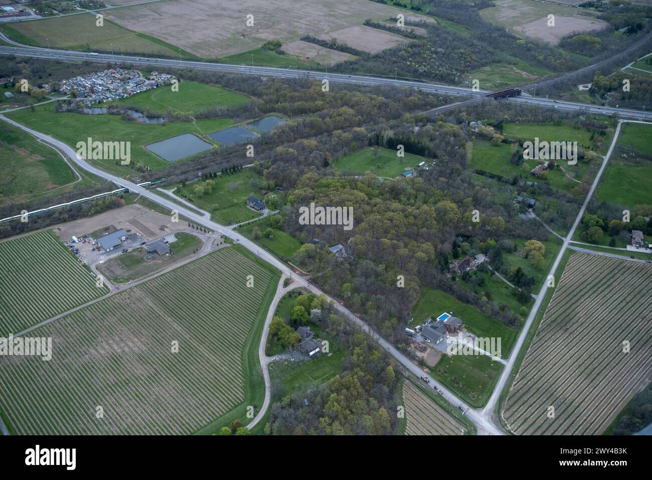 Aerial view of a rural fieldscape in the southern part of the province ...