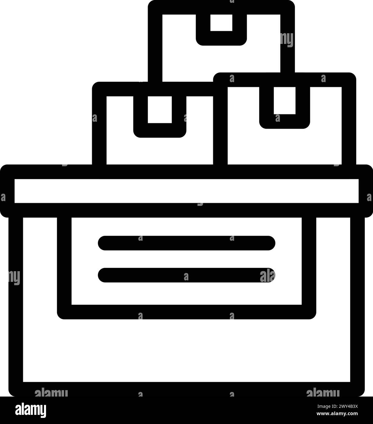 Post office counter icon outline vector. Collecting parcel. Delivery ...