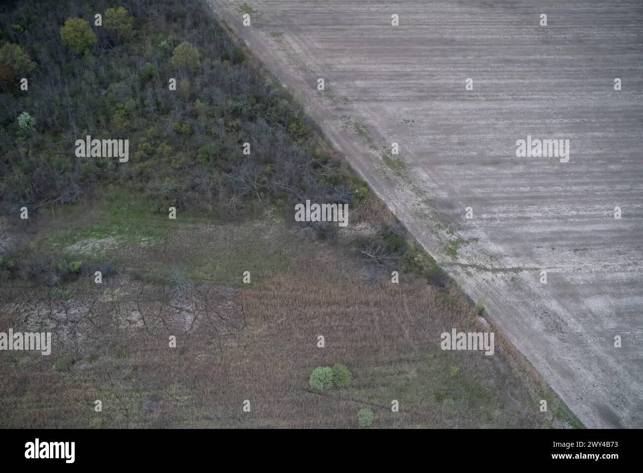 Aerial view of a rural fieldscape in the southern part of the province ...