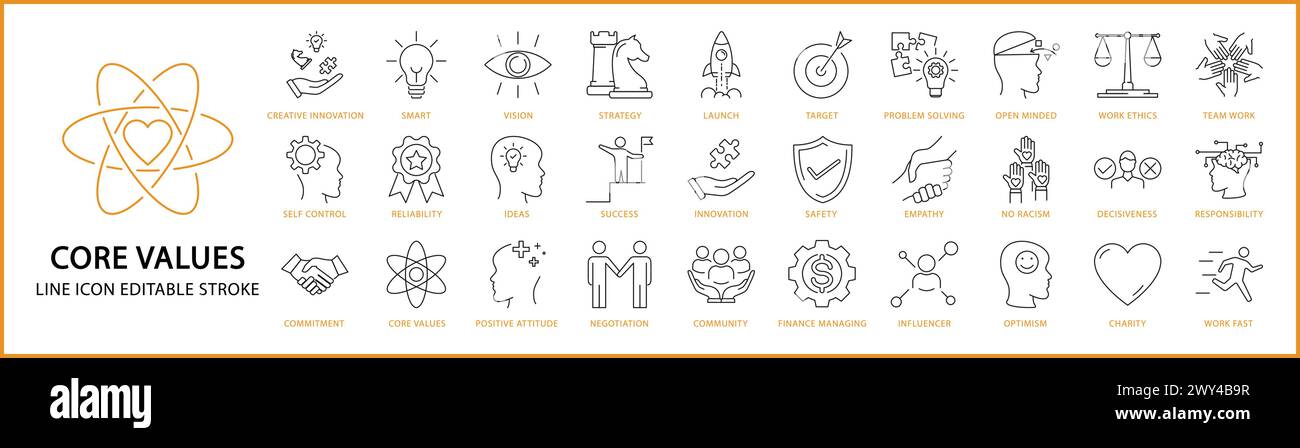 Core Value Icons Core Value Icon Set Core Value Line Icons Vecor Illusraion Editable Stroke