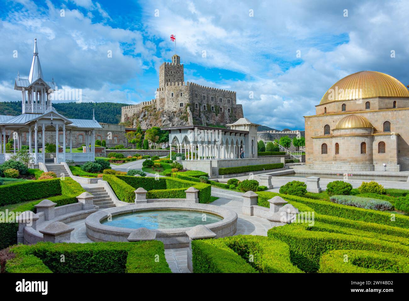 Garden, Lomsia castle and Sultan Ahmad Mosque at the Akhaltsikhe ...