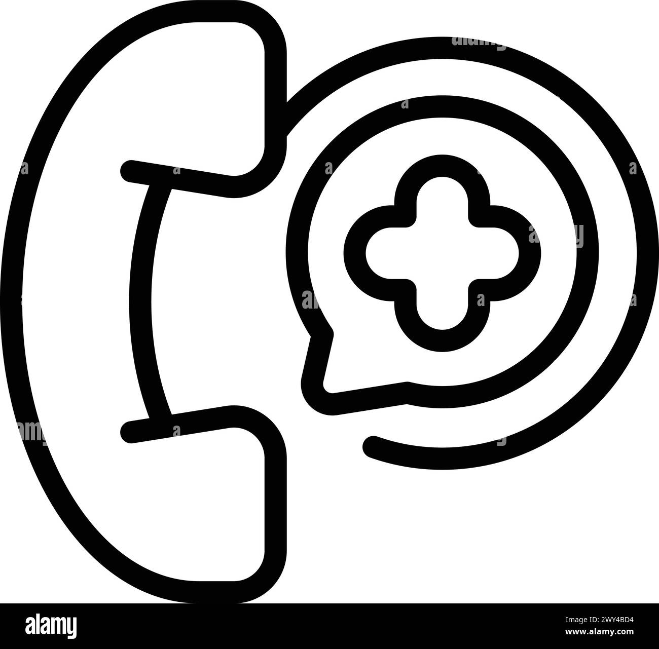 Emergency phone call icon outline vector. First aid alert. Urgency ...