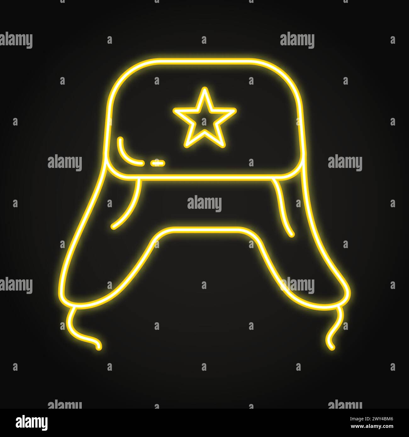 Ushanka hat with ears neon icon. Traditional russian fur hat in soviet ...