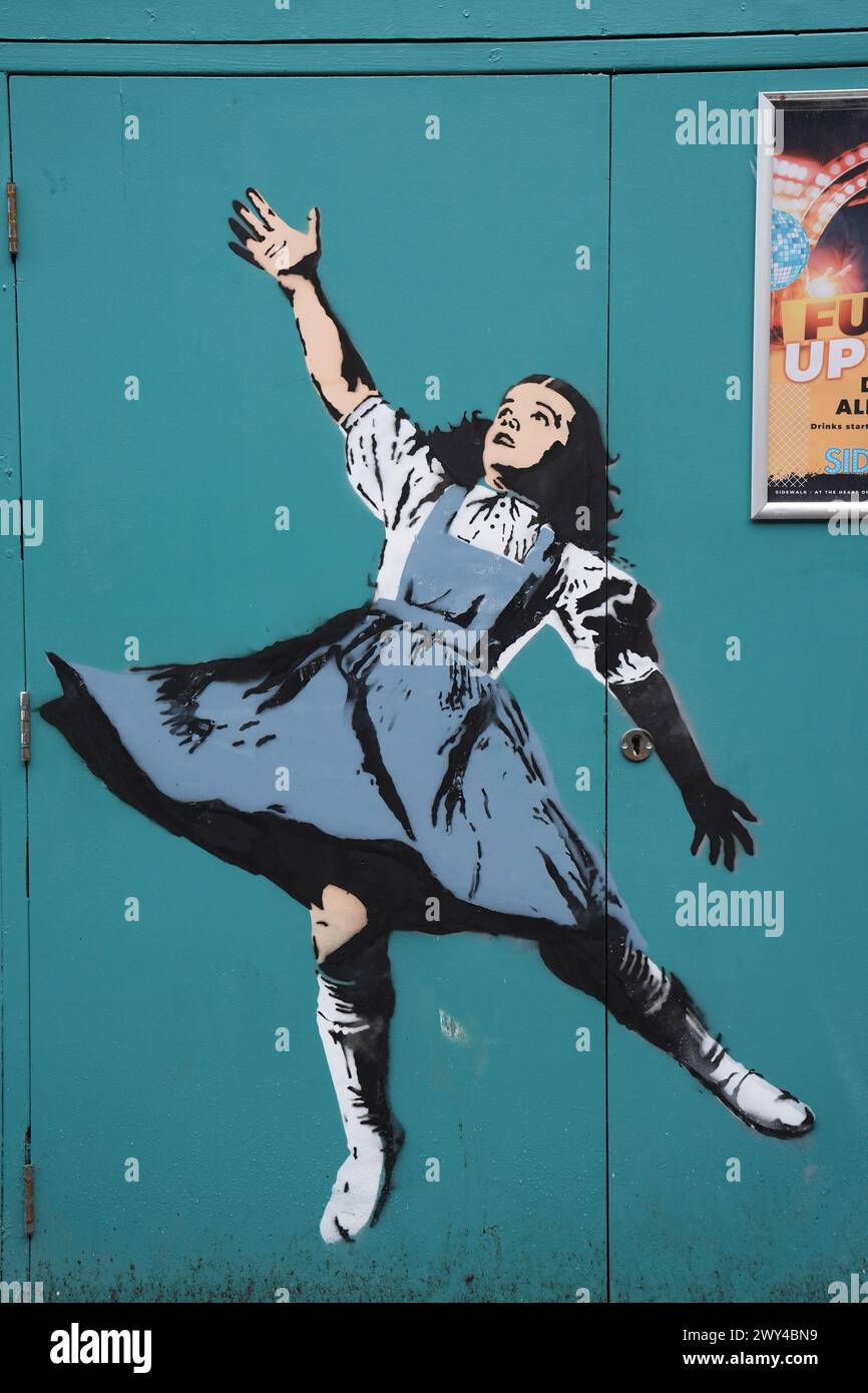 A mural depicting Dorothy from the Wizard of Oz, which could be the ...