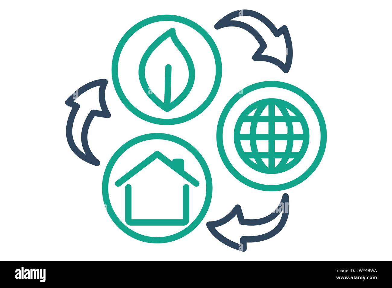 ESG icon. leaf, earth and house. icon related to ESG. line icon style ...