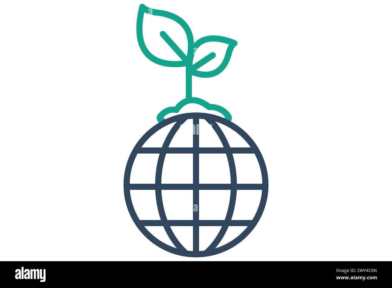 sustainable icon. earth with leaf. icon related to ESG. line icon style ...