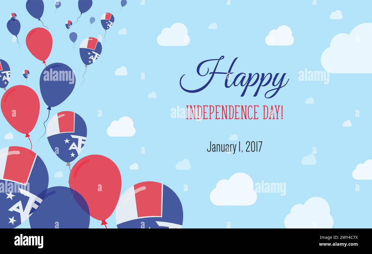 French Southern Territories Independence Day Sparkling Patriotic Poster ...