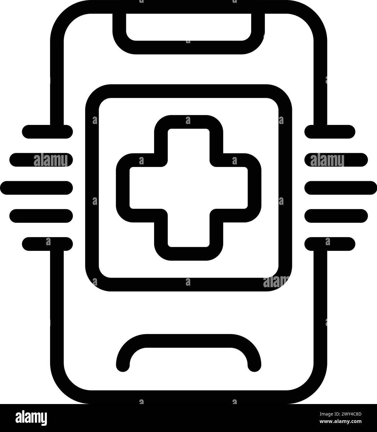 Mobile medical first aid icon outline vector. Ambulance call. Health ...
