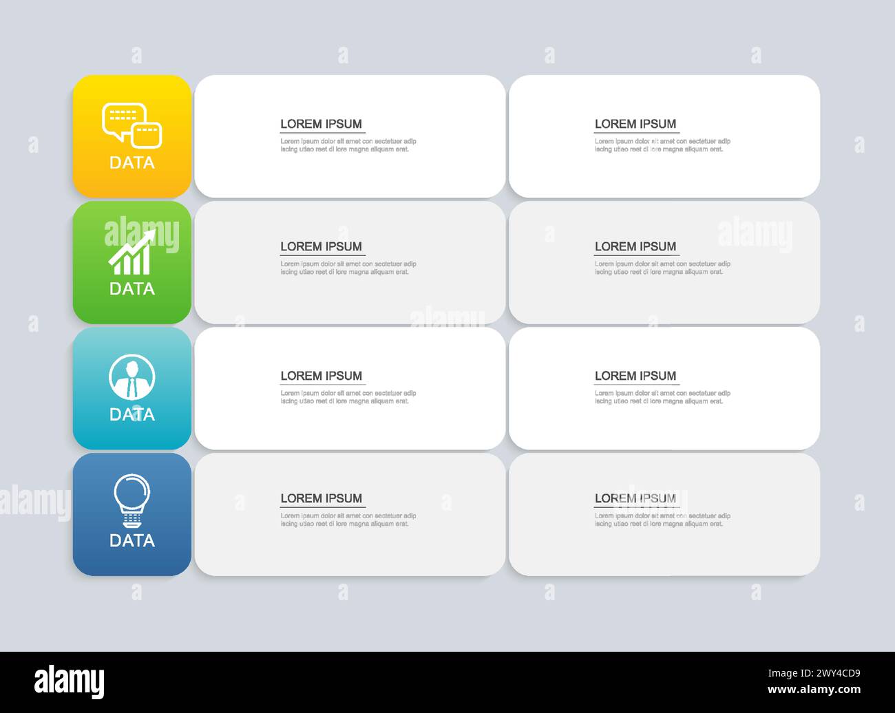 4 data infographics table layout tab paper template. Illustration ...