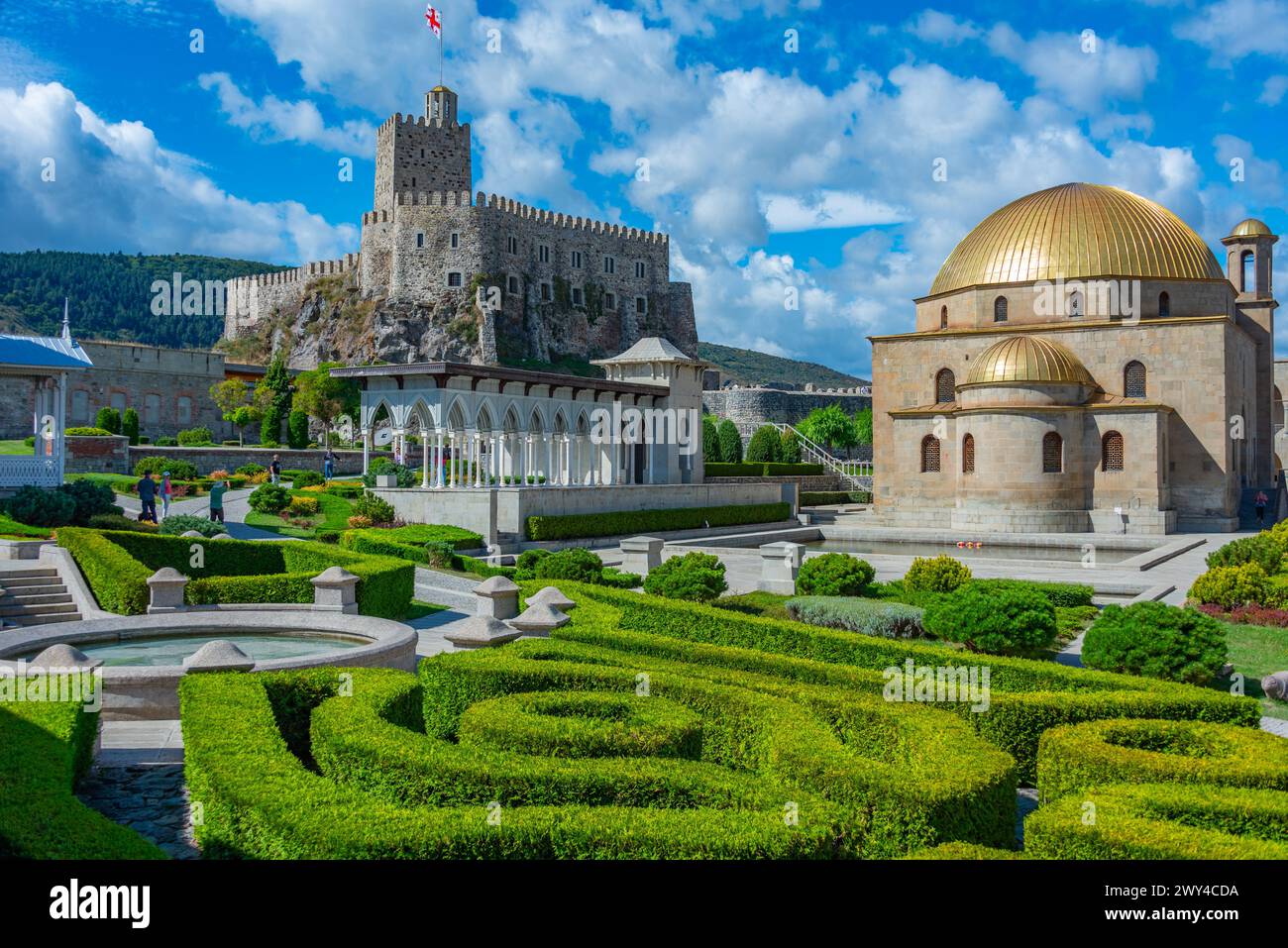 Garden, Lomsia castle and Sultan Ahmad Mosque at the Akhaltsikhe ...