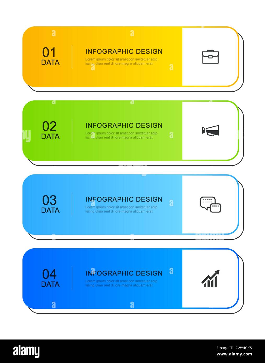 4 modern data infographics tab index template. Illustration abstract ...