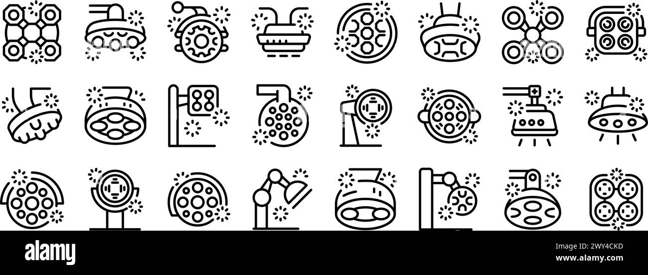 Surgical lamp icons set outline vector. Medical device. Medicine ...