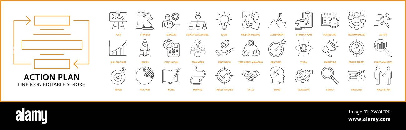 Action Plan Icons. Action Plan Icon Set. Action Plan Line Icons. Vector ...