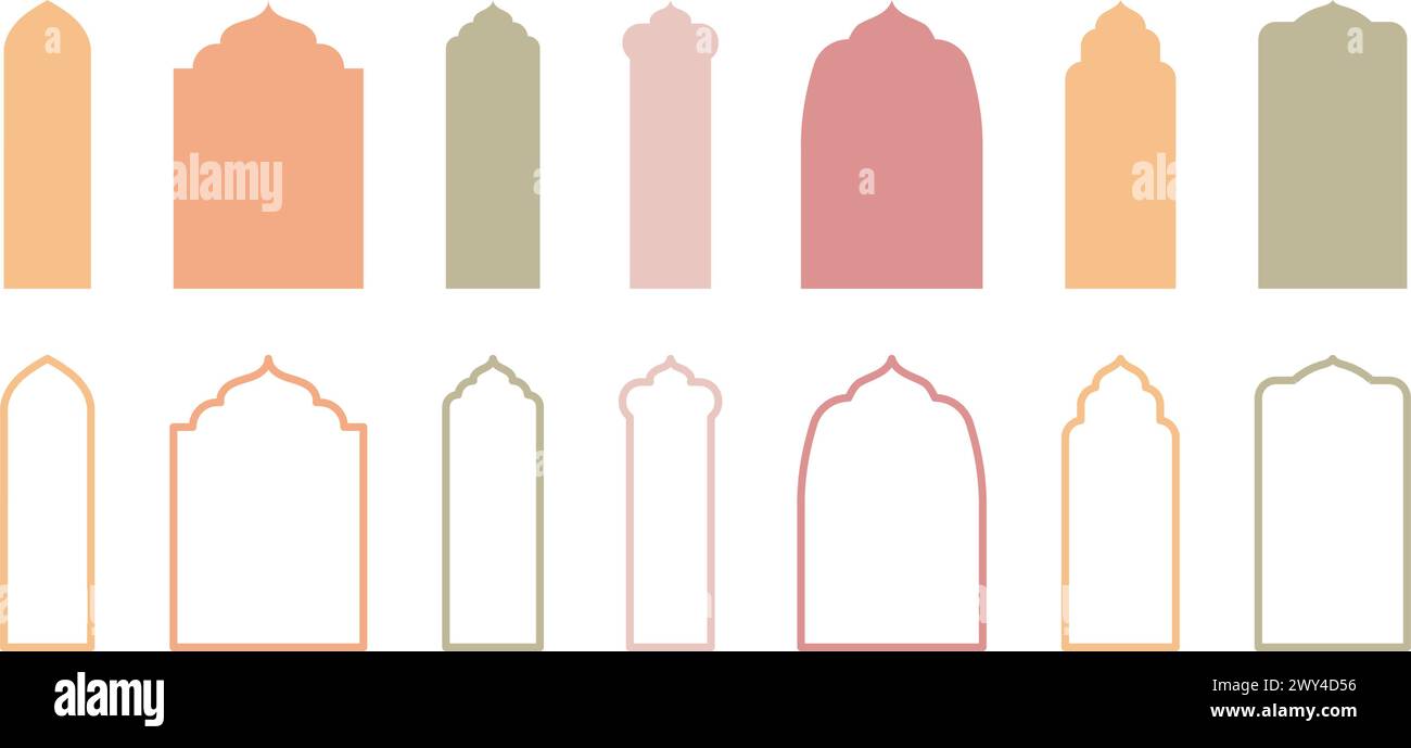 Assortment of Islam traditional window or door designs. Collection of ...