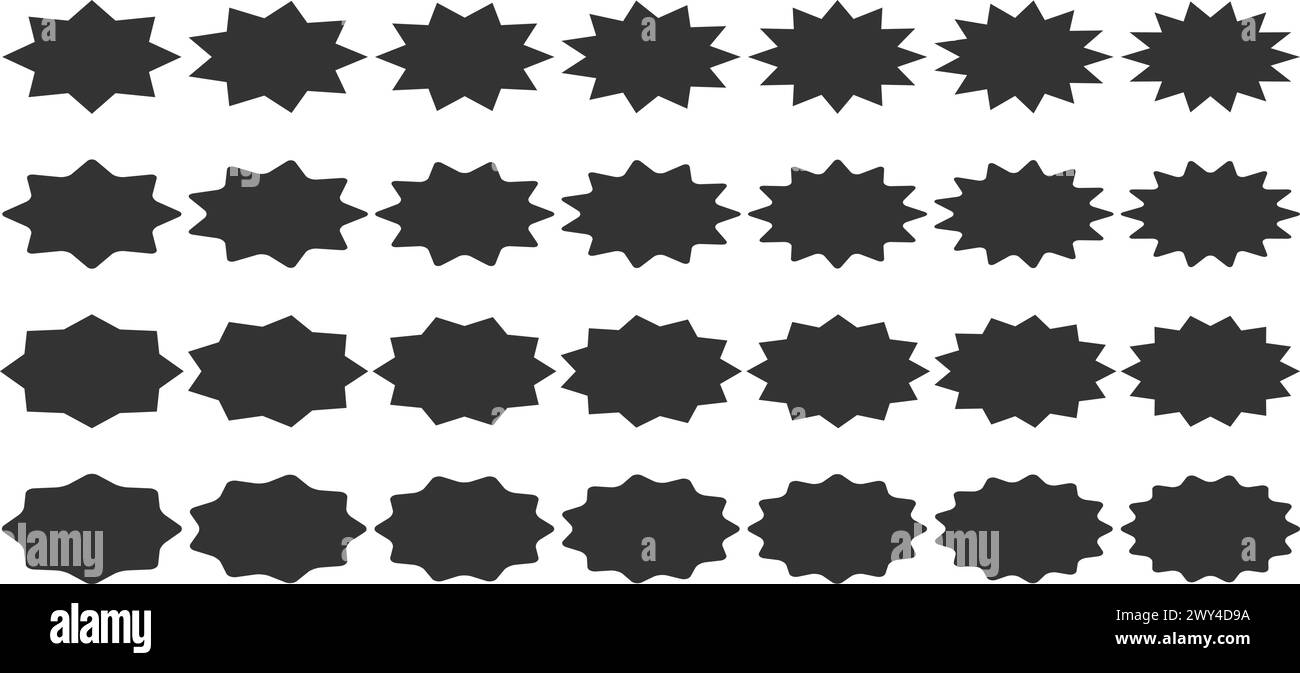 Collection of starburst badge label for sale promotion. Black ...