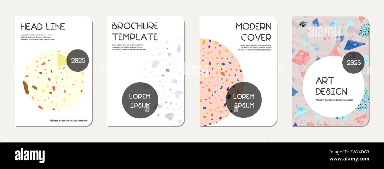 Notepad cover design. Terrazzo abstract background made of natural ...